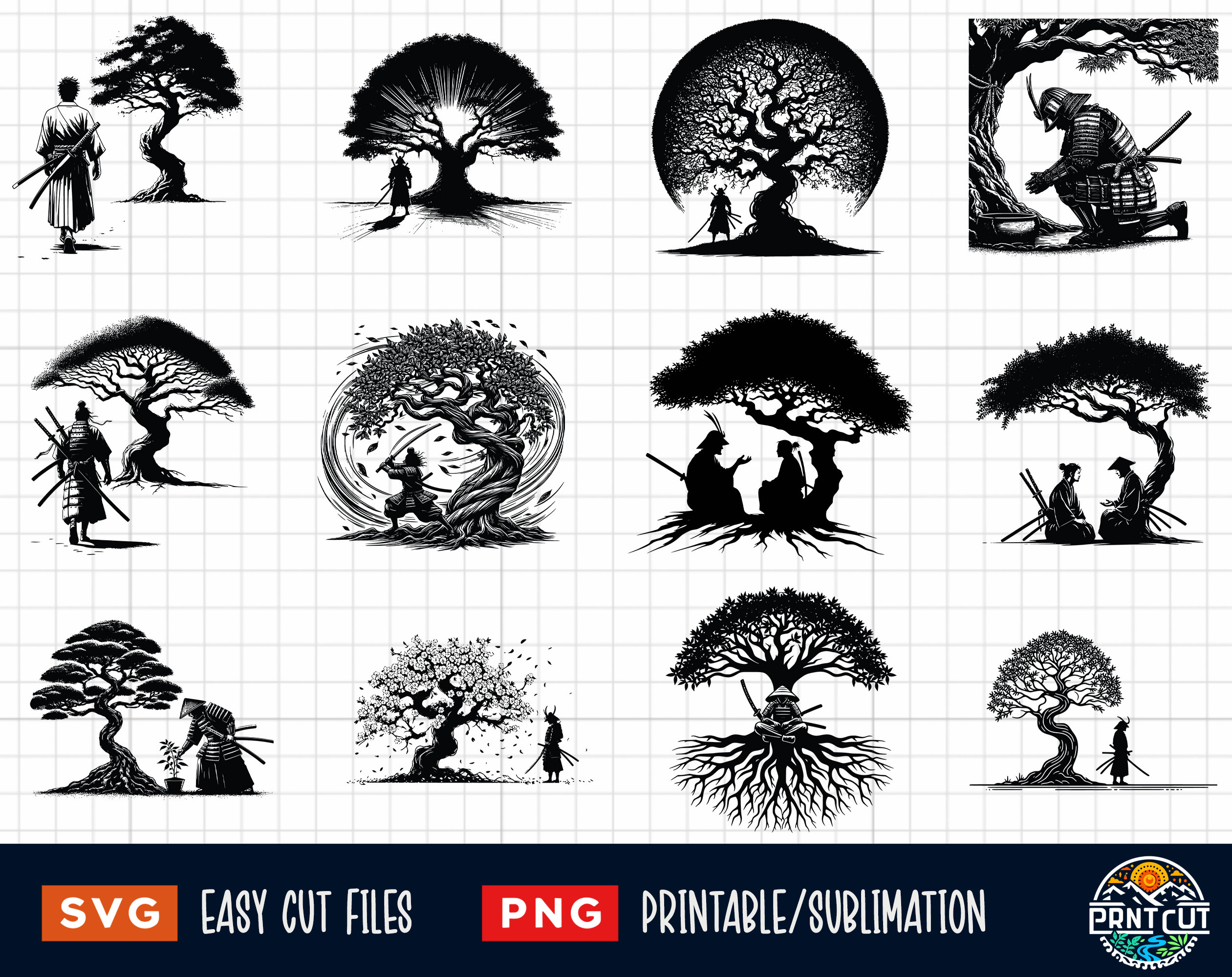 25 Samurai Tree of Life SVG PNG Bundle, Laser Cut Tree of Life Svg ...