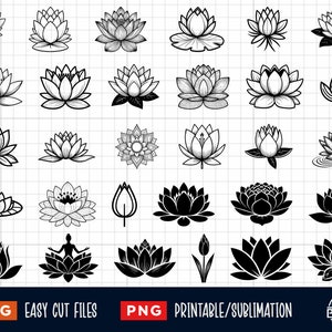 30 Lotus Svg Bundle, Lotus Svg, Lotus Png, Lotus Flower Svg Png, Lotus ...