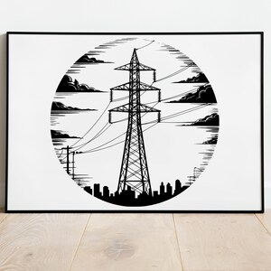 20 Urban Power Lines Svg, Utility Pole Svg, Electric Transmission ...
