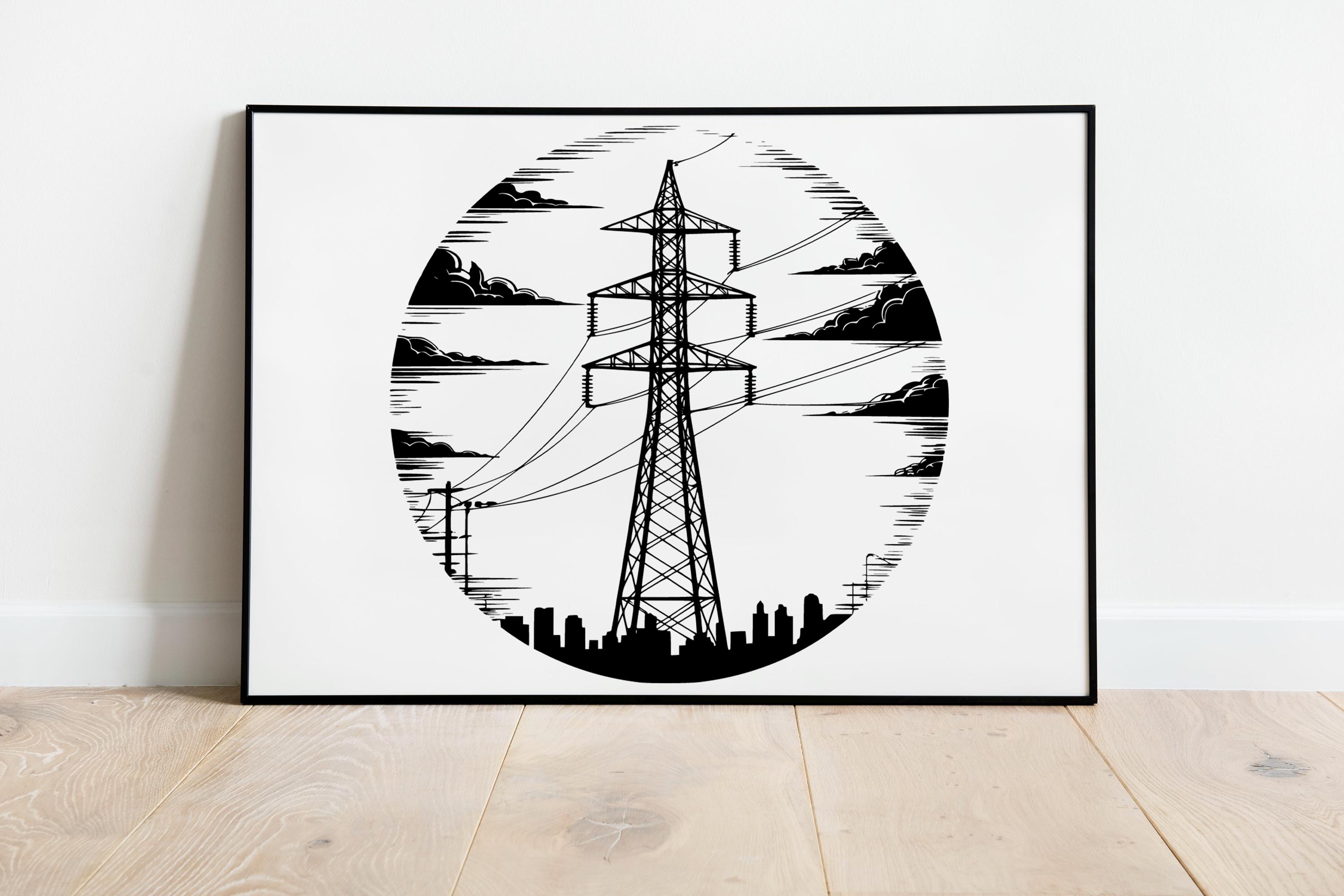 20 Urban Power Lines Svg, Utility Pole Svg, Electric Transmission ...