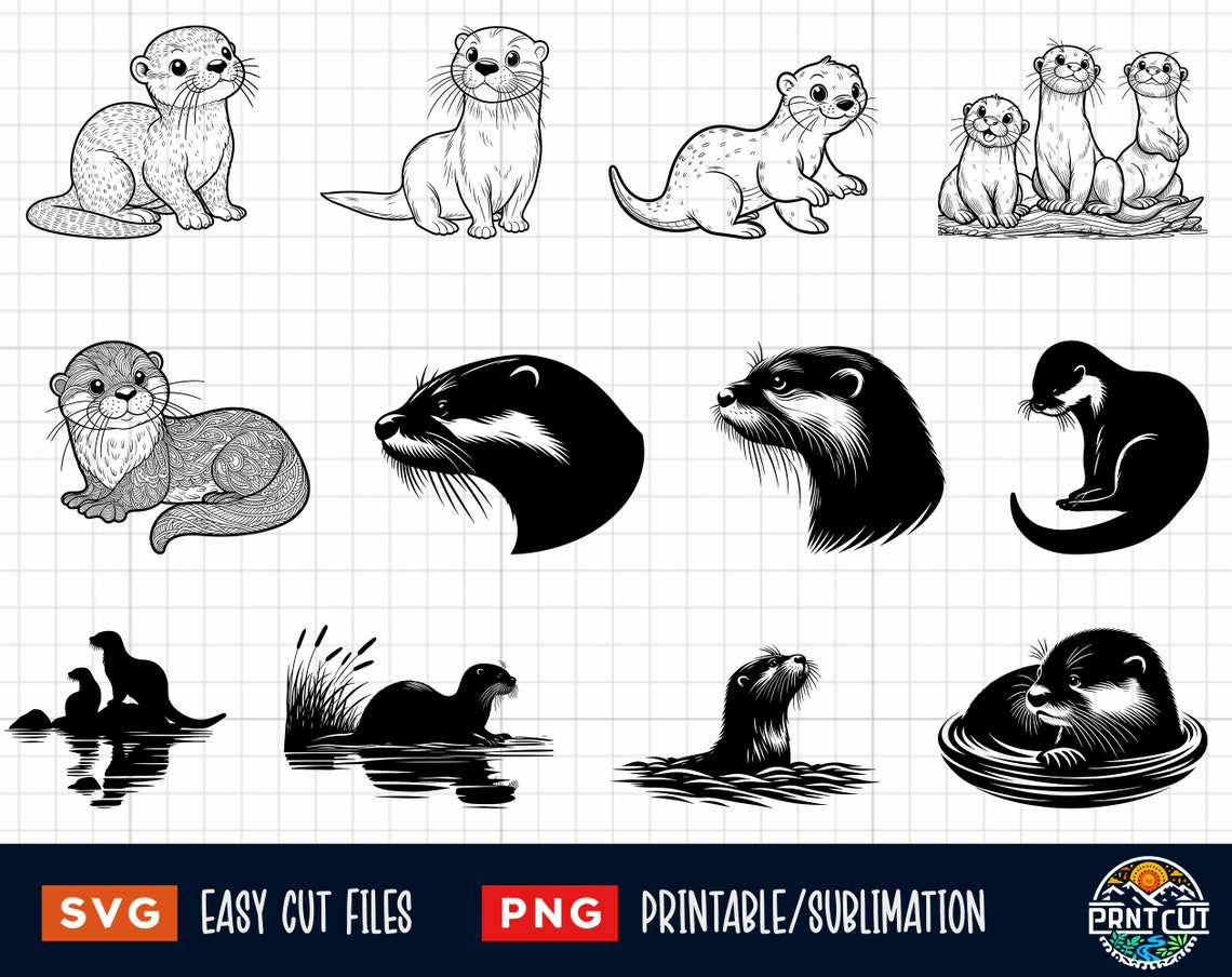 15 Otter Svg Png Bundle, Otter Svg, Otter Clipart Png, Otter Silhouette ...