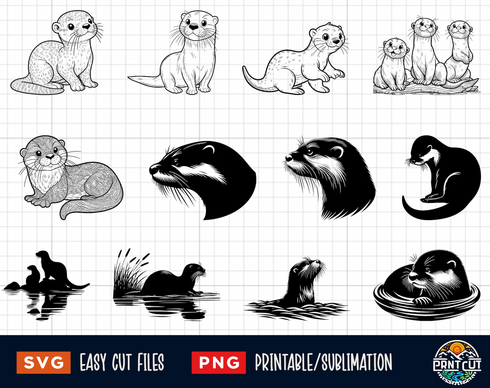 15 Otter Svg Png Bundle, Otter Svg, Otter Clipart Png, Otter Silhouette ...