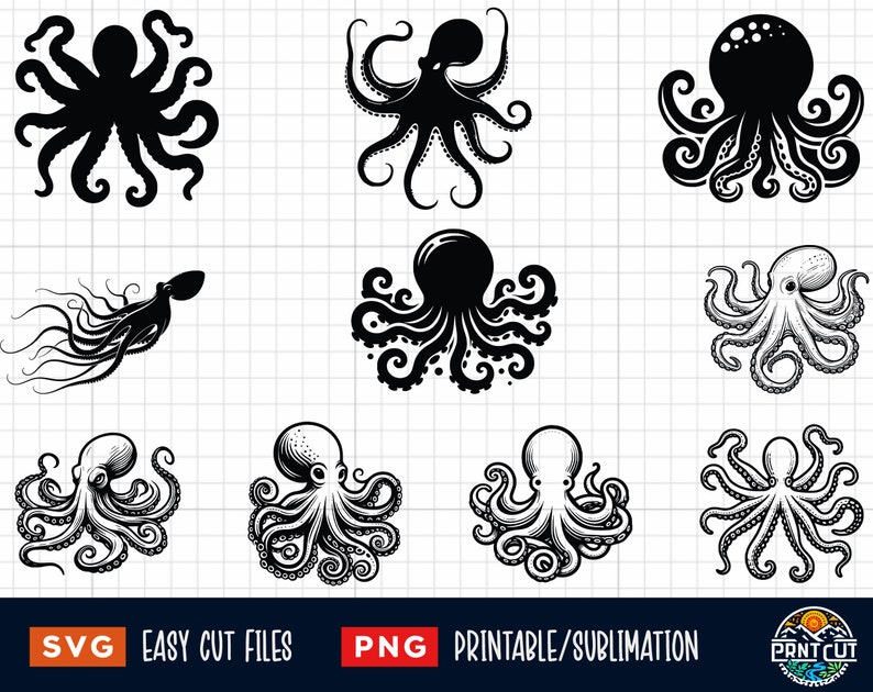 31 Octopus Svg Png Bundle,octopus Svg, Baby Octopus Svg, Octopus Family ...