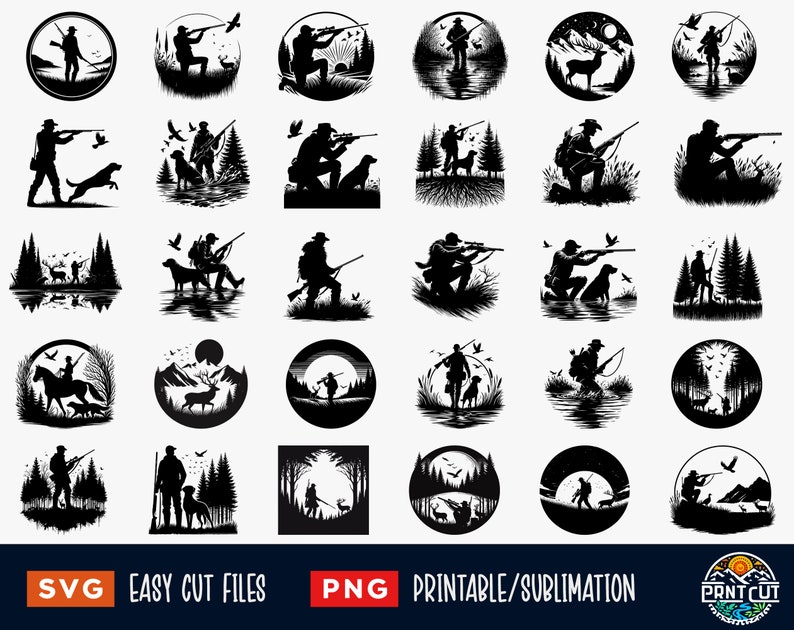 30 Hunter Scene SVG, Hunting Svg, Hunting Clipart,hunting Png, Hunter ...