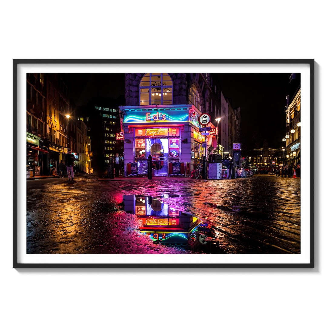 London Night Photography Print, Soho Neon Reflections Wall Art ...