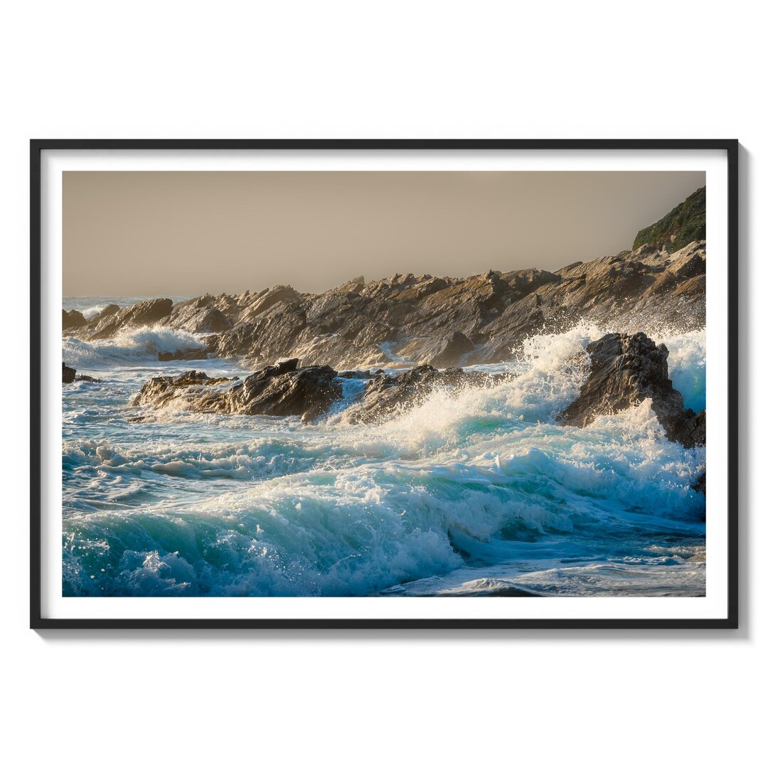 Cornwall Coastal Beach Landscape Print, Fistral Beach Wall Art, Ocean ...