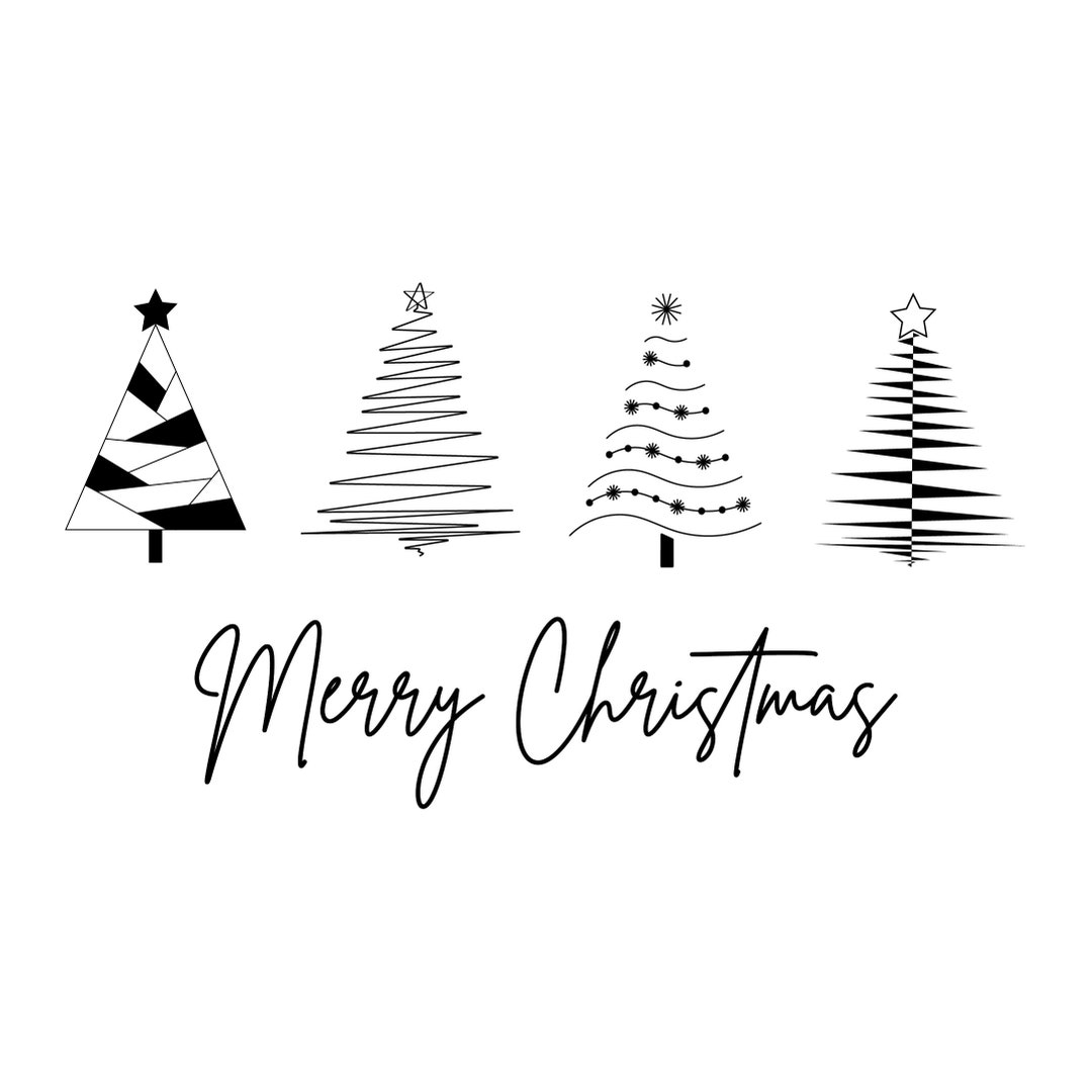 Christmas Tree Clip Art PNG and JPG Black and White - Etsy