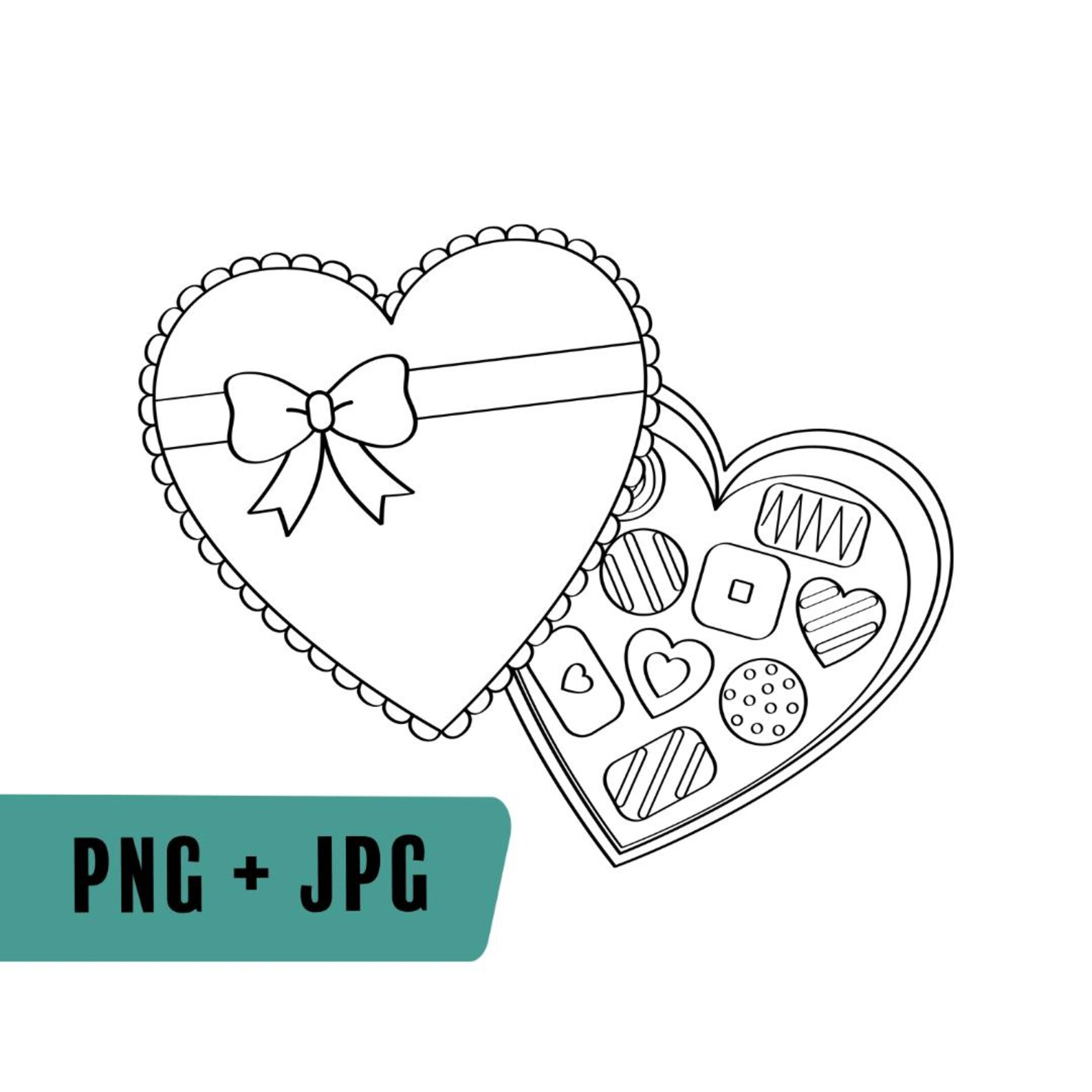 Valentine's Day Box of Chocolates Clip Art PNG and JPG - Etsy