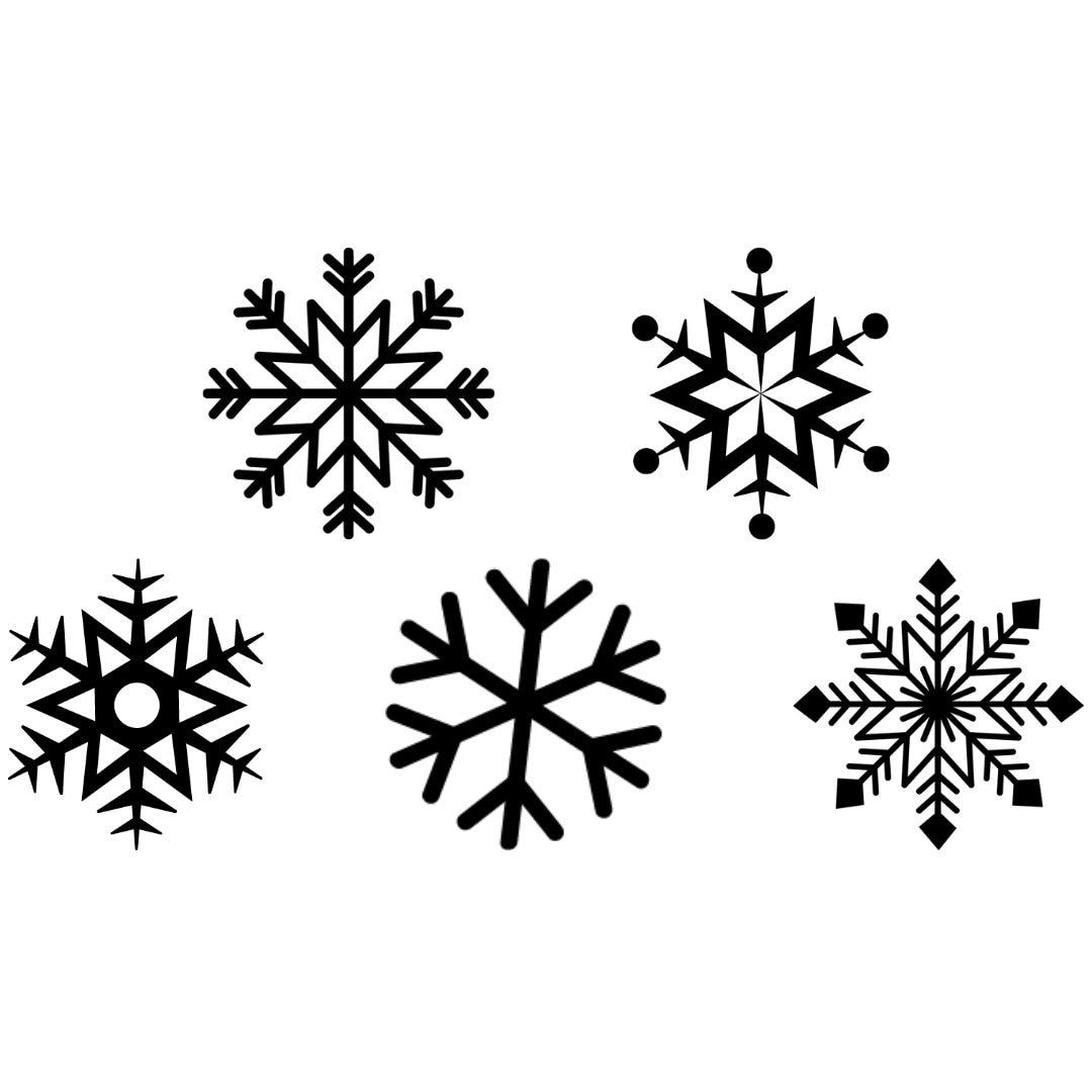 Snowflake Clipart Black and White PNG and JPG - Etsy