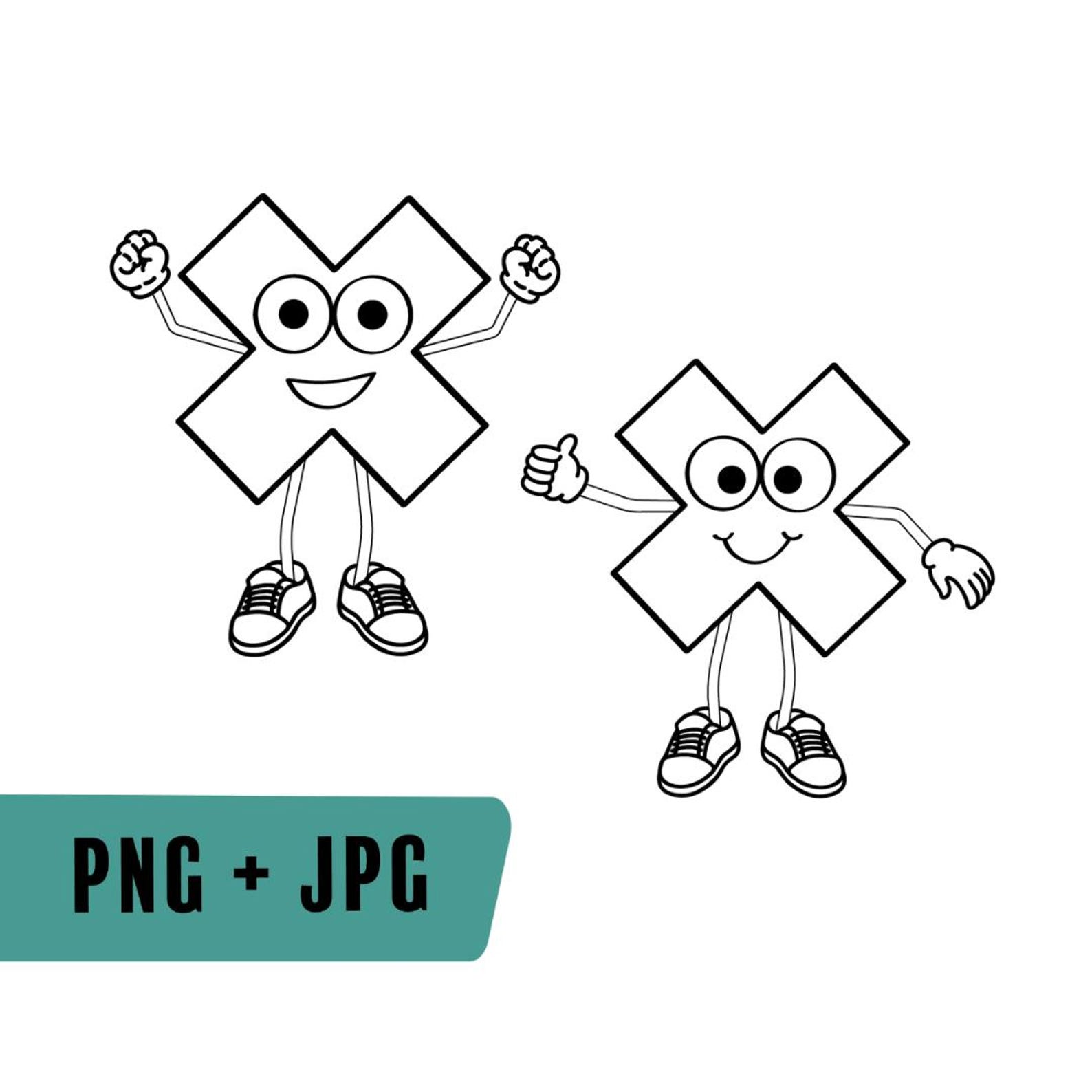 Multiplication Sign Cartoon With Face, Letter X Cartoon Clip Art PNG ...