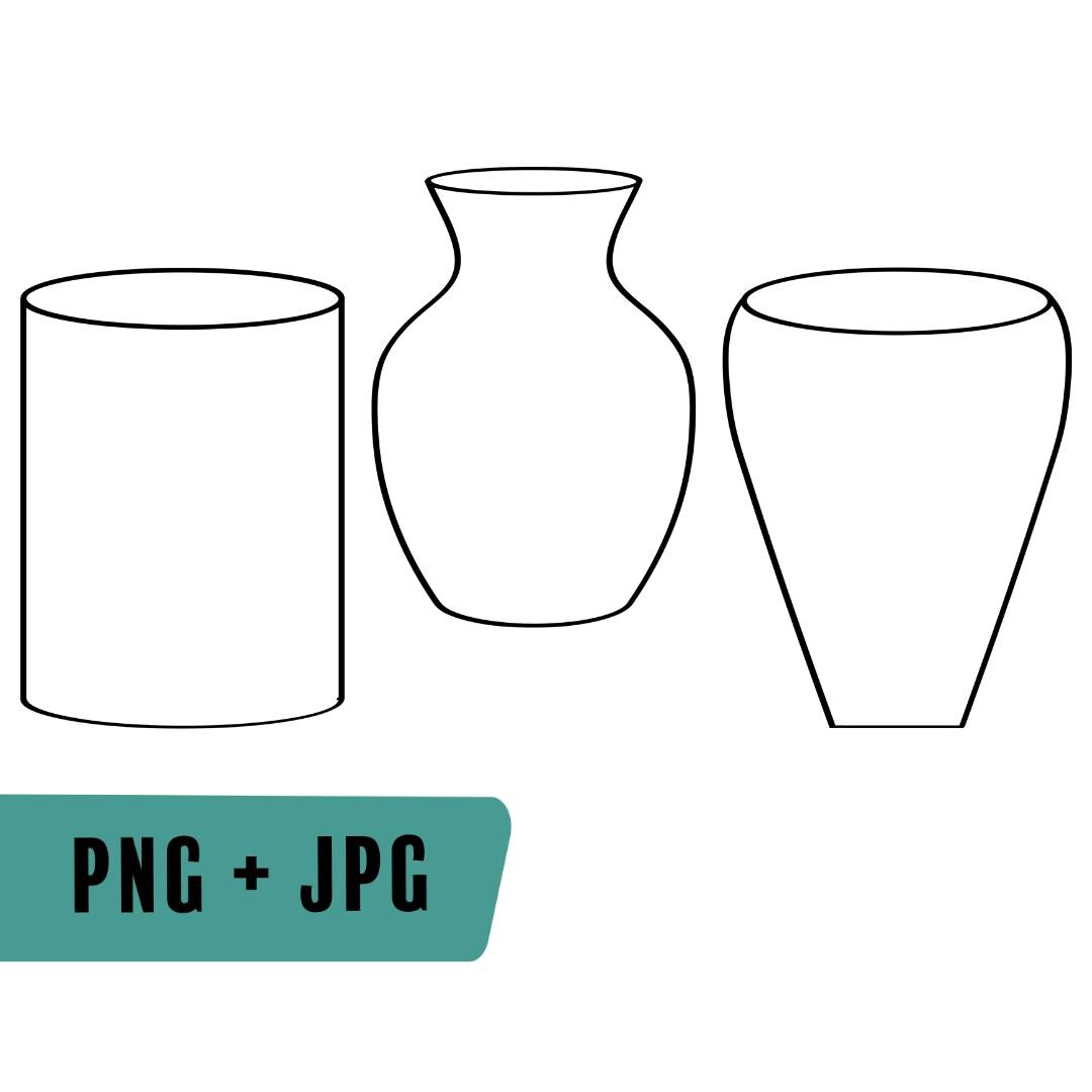 Flower Vases Clip Art PNG and JPG, Pottery Clip Art - Etsy
