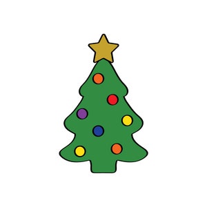 Colored Christmas Tree Clip Art PNG and JPG - Etsy