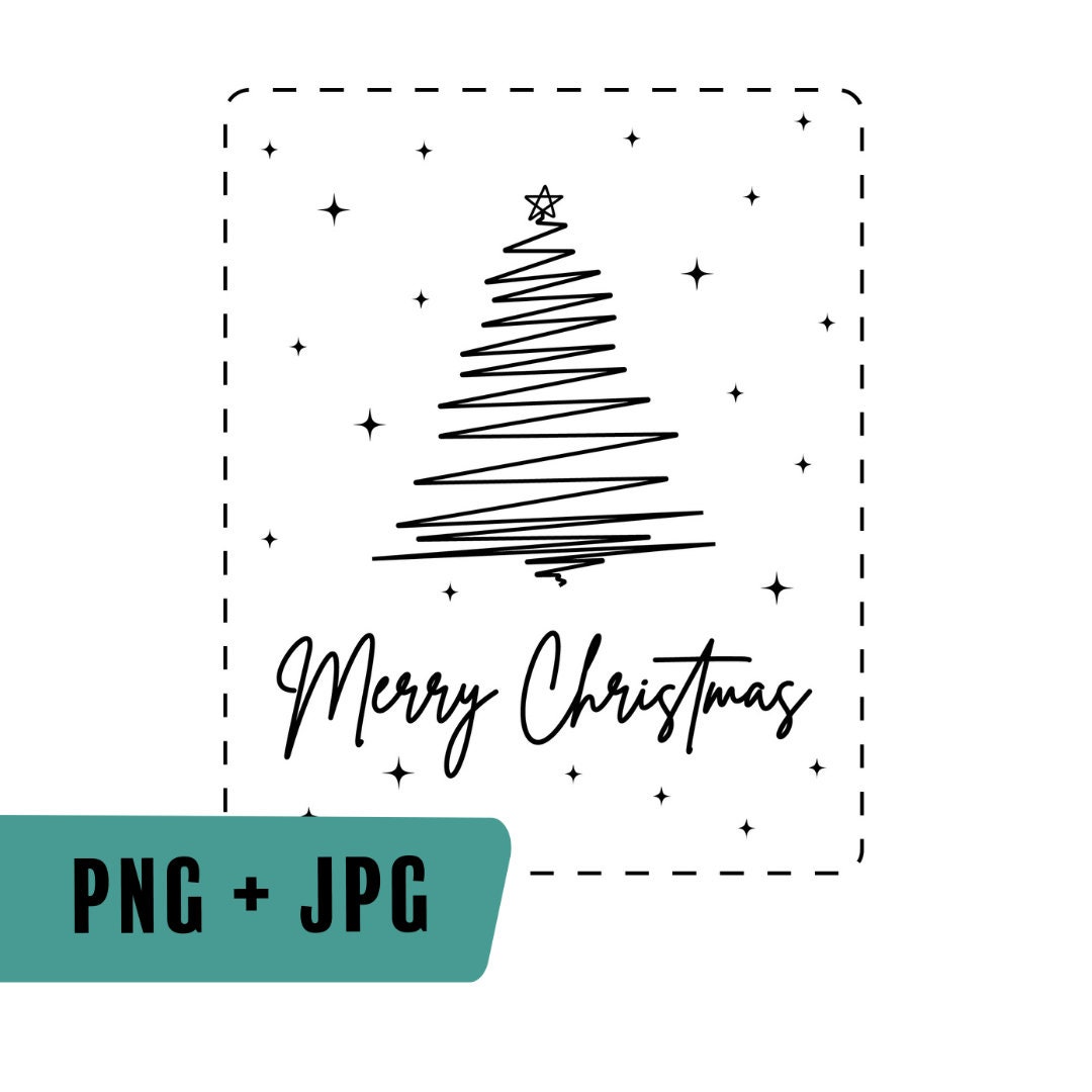 Merry Christmas Clipart Rectangle PNG and JPG, Black and White - Etsy