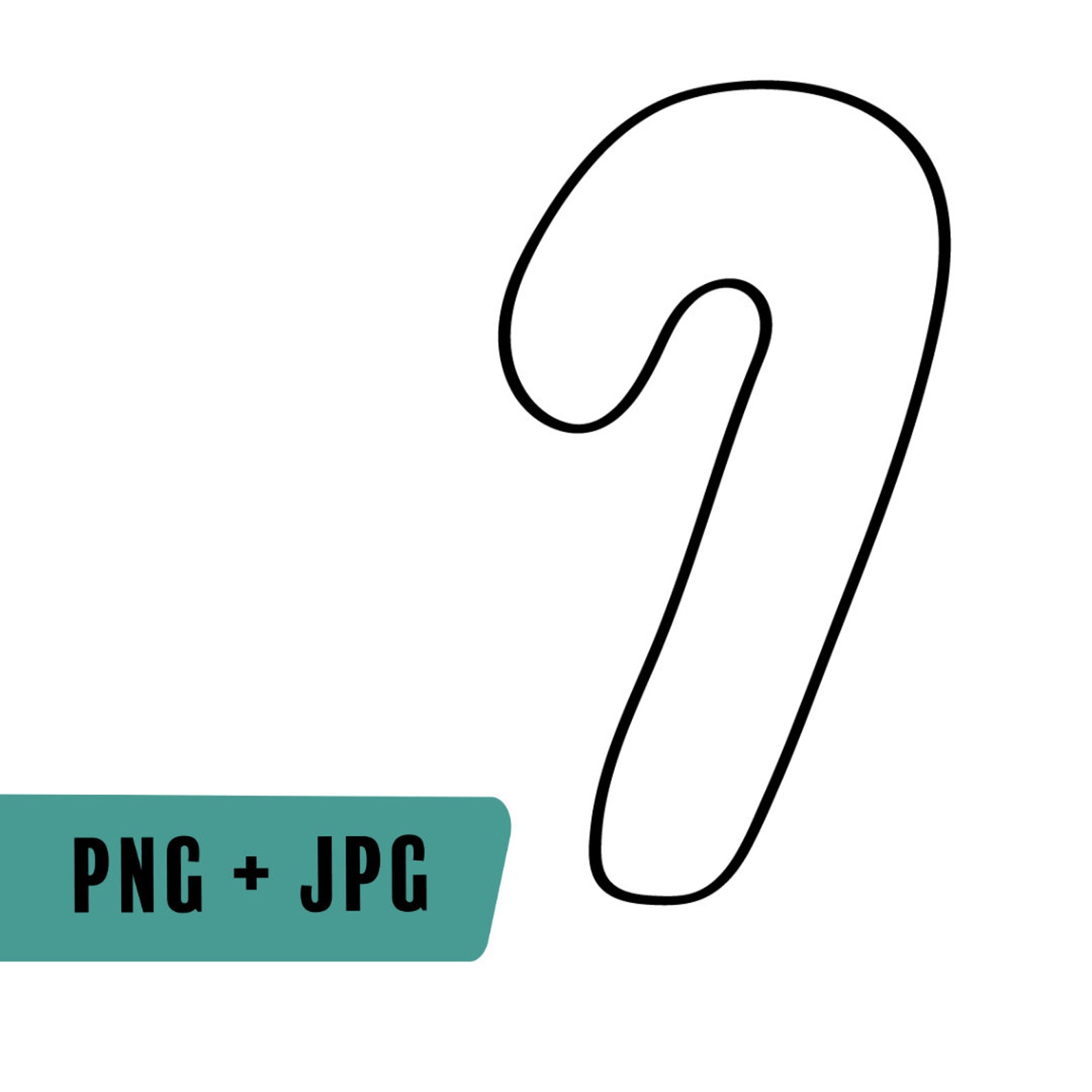 Candy Cane Sugar Cookie Outline PNG and JPG - Etsy