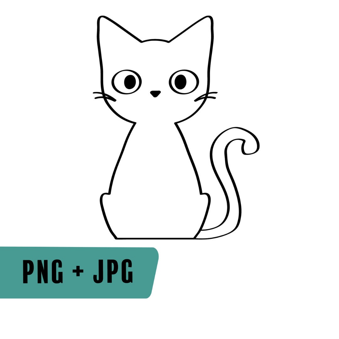 Black Cat Clip Art PNG and JPG - Etsy