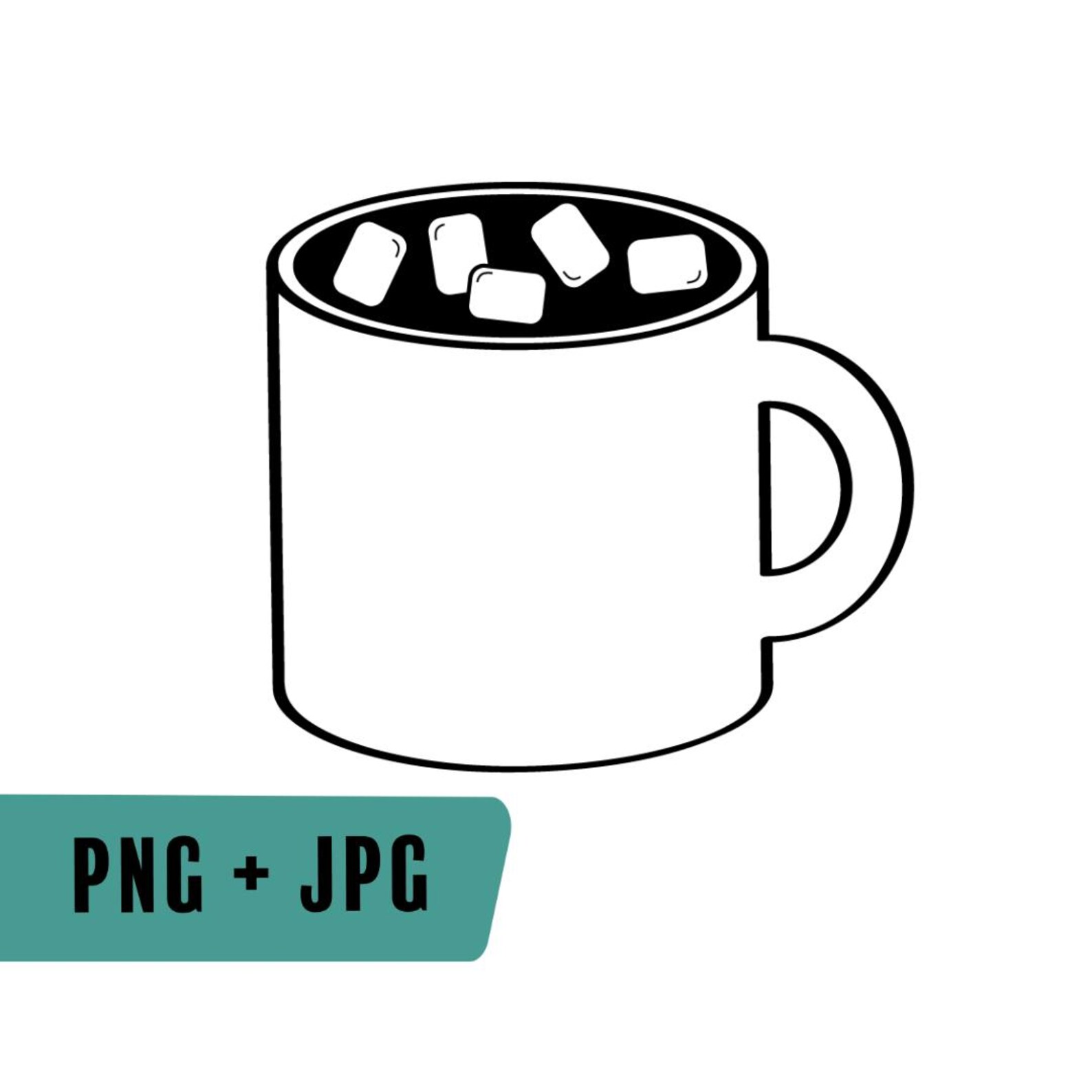 Hot Chocolate With Marshmallows Clip Art PNG and JPG - Etsy