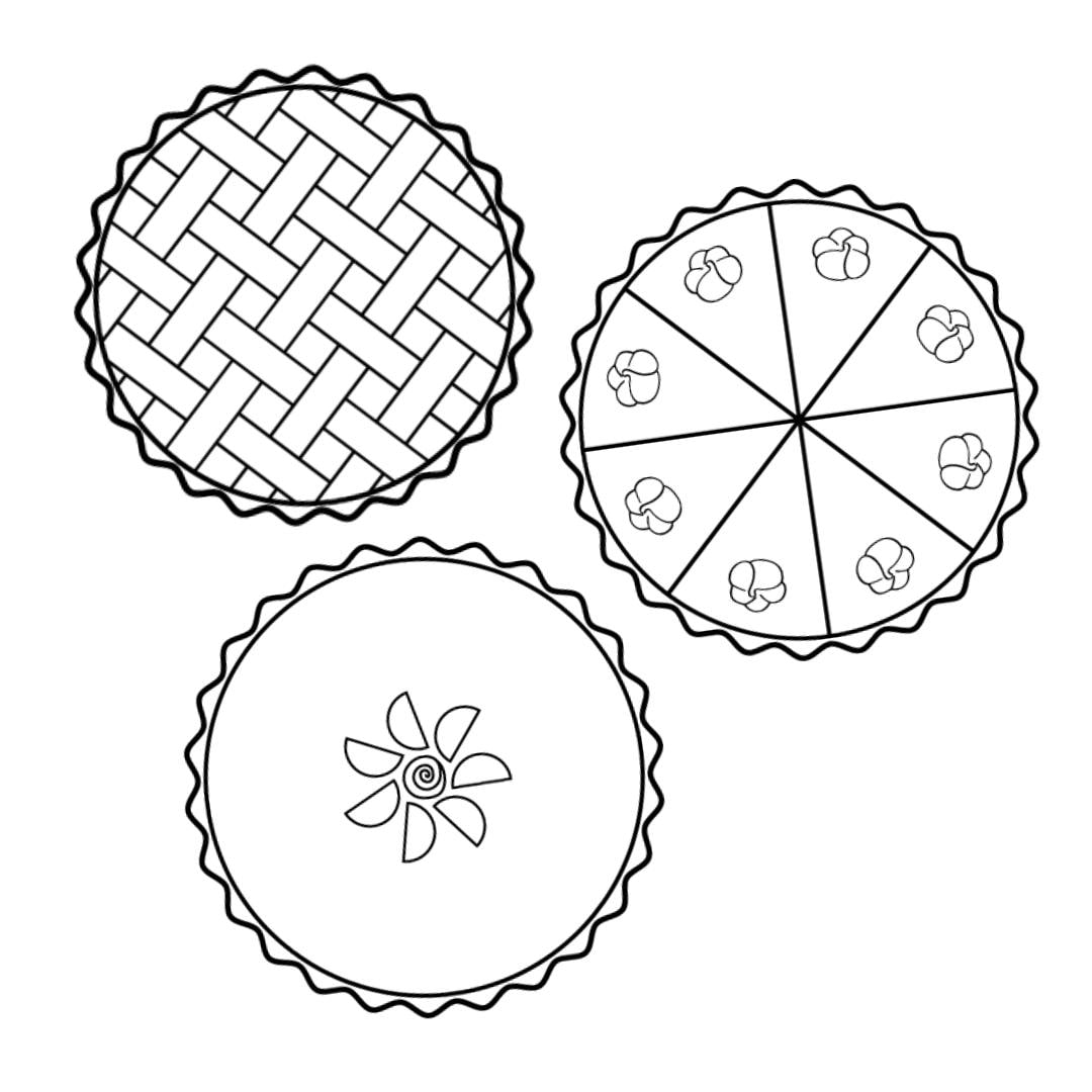 Thanksgiving Pie Clipart Black and White PNG and JPG - Etsy