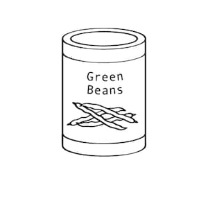 Can of Green Beans Clipart Black and White PNG and JPG - Etsy