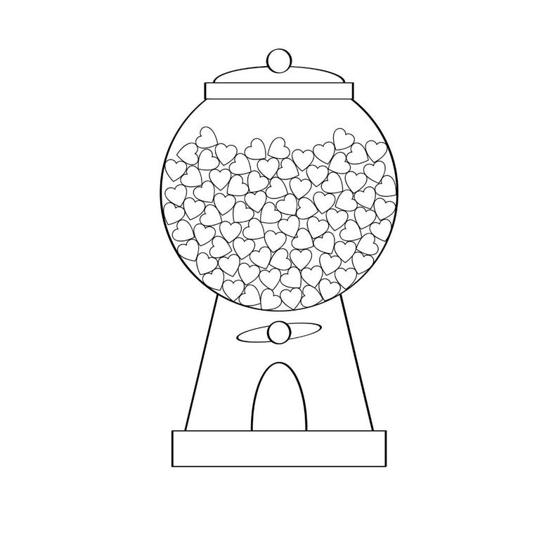 Heart Candy Dispenser Gumball Machine Clip Art PNG and JPG - Etsy