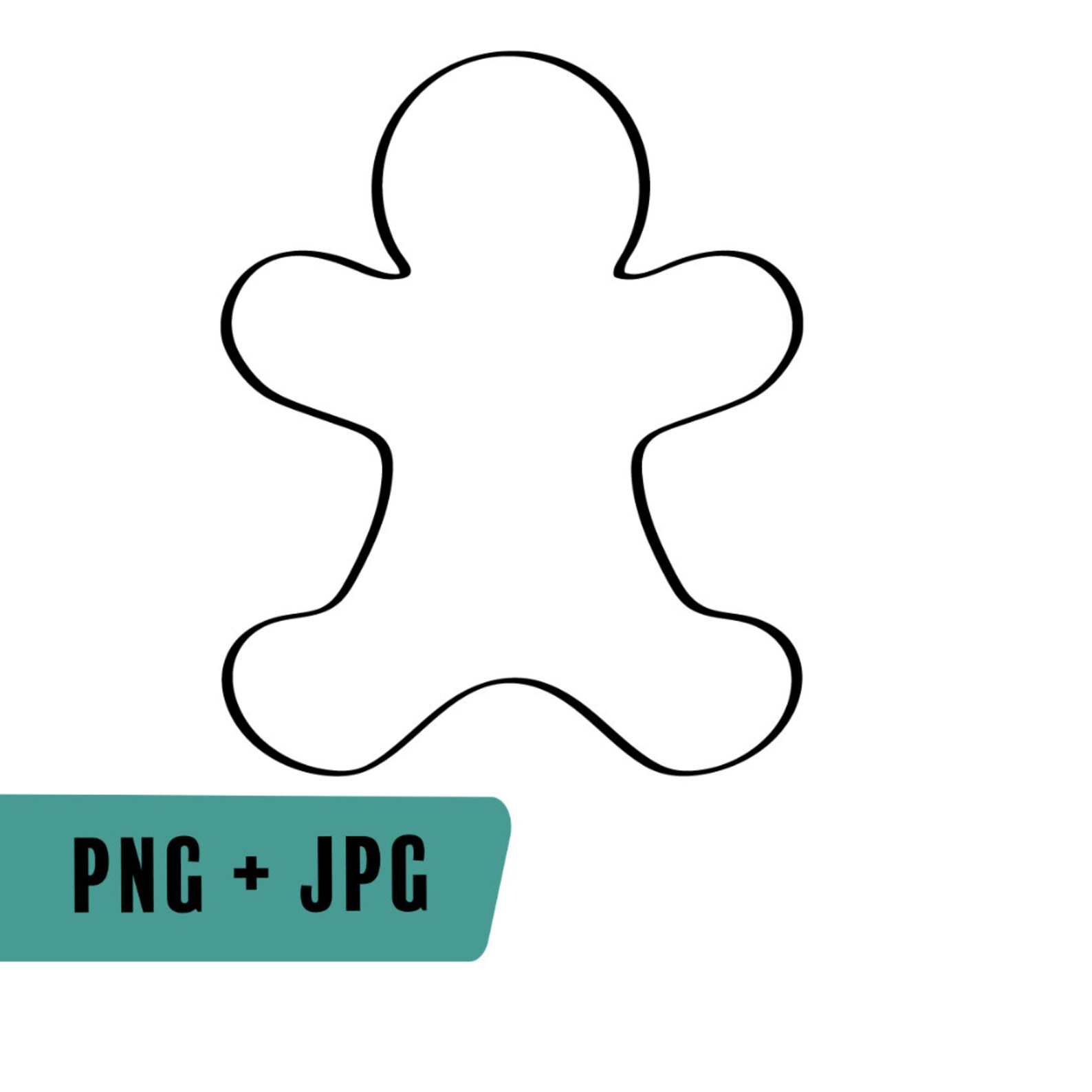 Gingerbread Man Outline Template Clip Art PNG and JPG - Etsy Canada