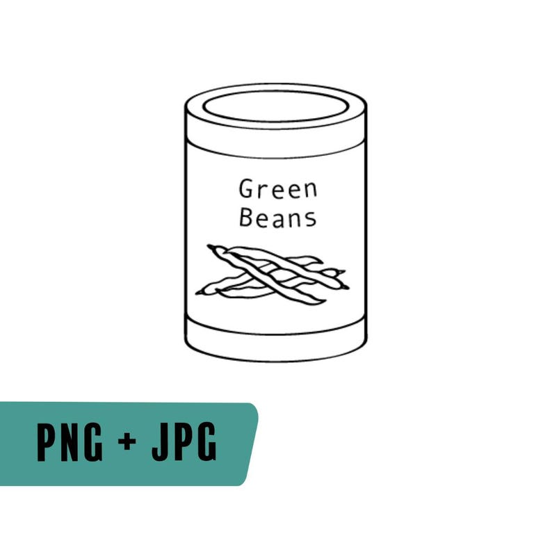 Can Of Green Beans Clipart Black And White Png And Etsy