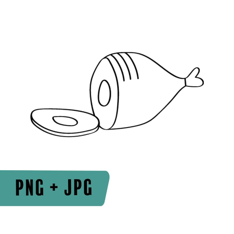 Ham Bone Clipart Black and White PNG and JPG - Etsy