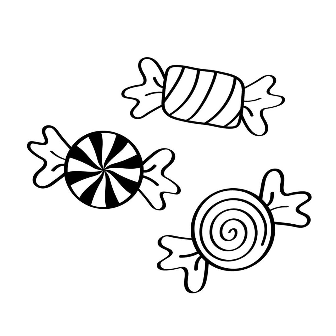 Halloween Candy Clipart Black and White PNG and JPG - Etsy