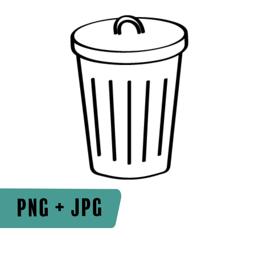 Trash Can Clip Art PNG and JPG - Etsy
