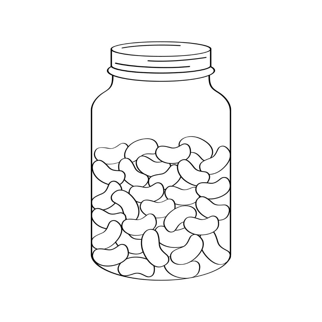 Jar of Jelly Beans Clip Art, Black and White, PNG and JPG - Etsy