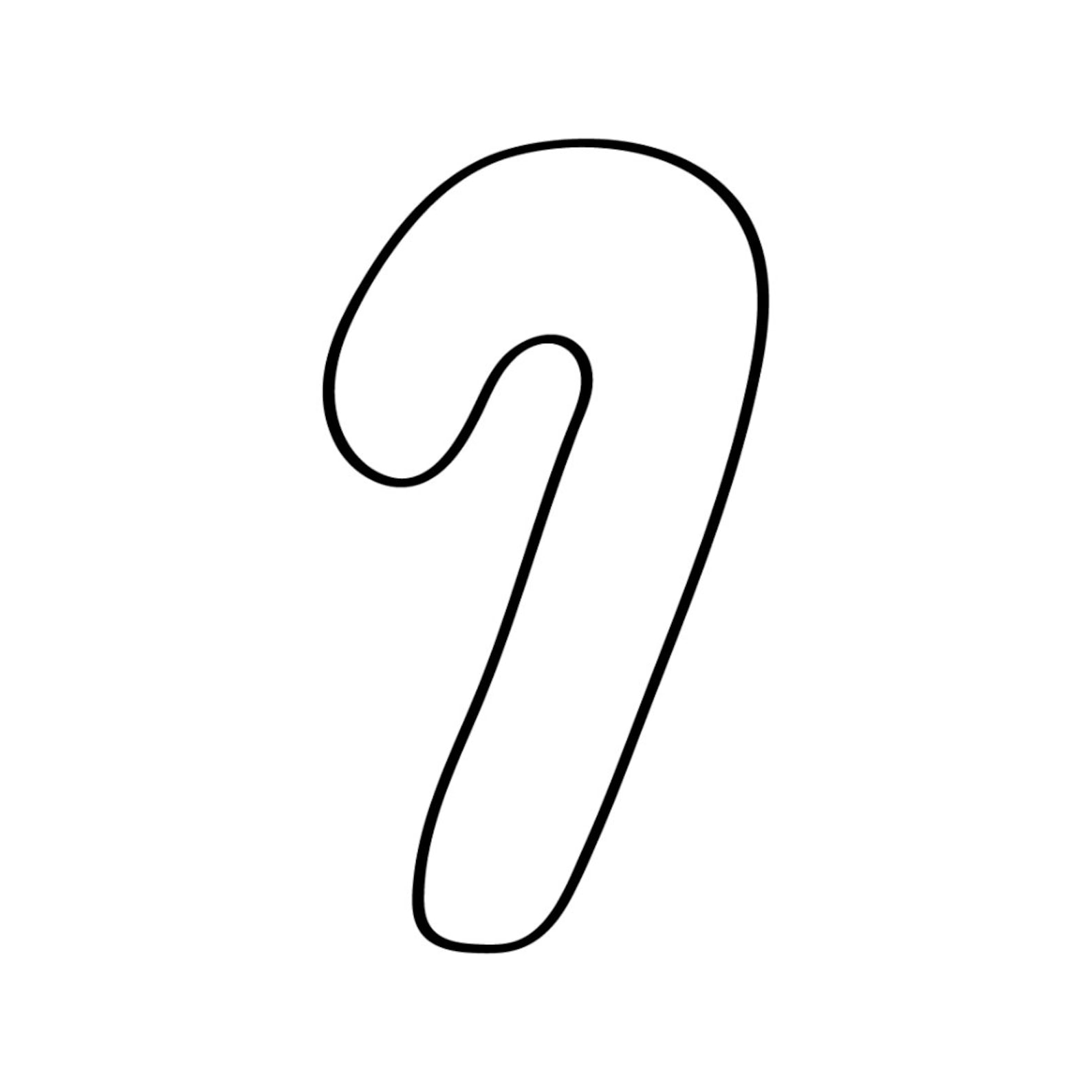 Candy Cane Sugar Cookie Outline PNG and JPG - Etsy