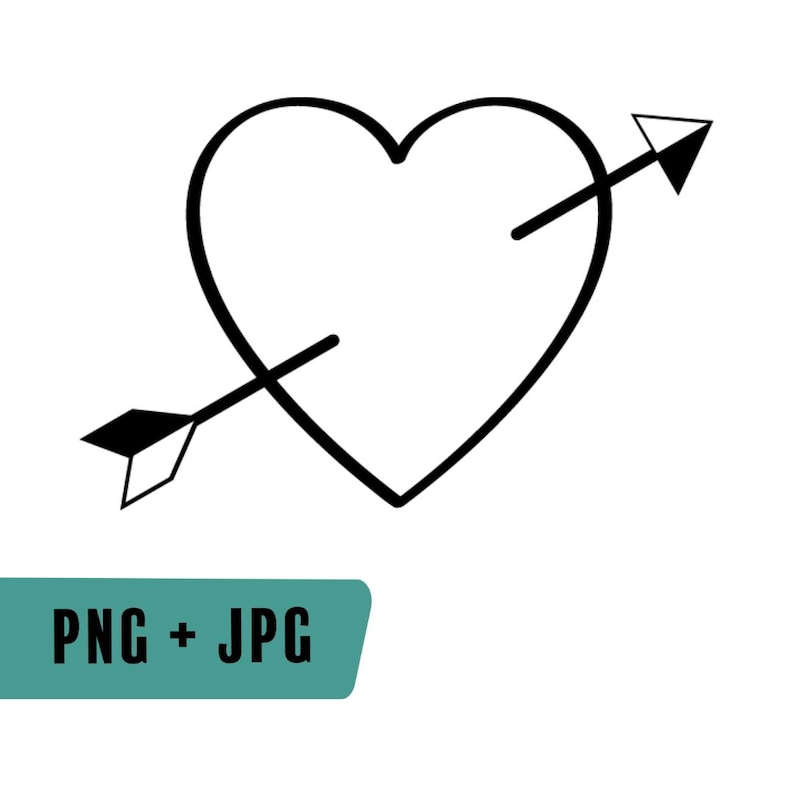 Valentine Heart With Arrow Clipart PNG and JPG - Etsy