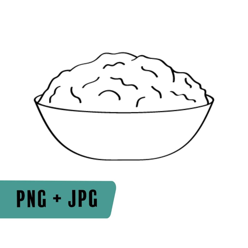 Mashed Potatoes Clipart Black and White PNG and JPG - Etsy