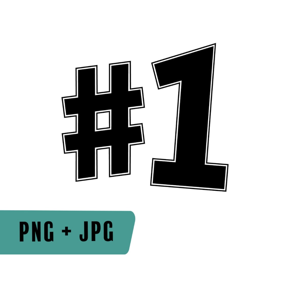 Number One, #1 Clipart PNG and JPG, Black and White - Etsy
