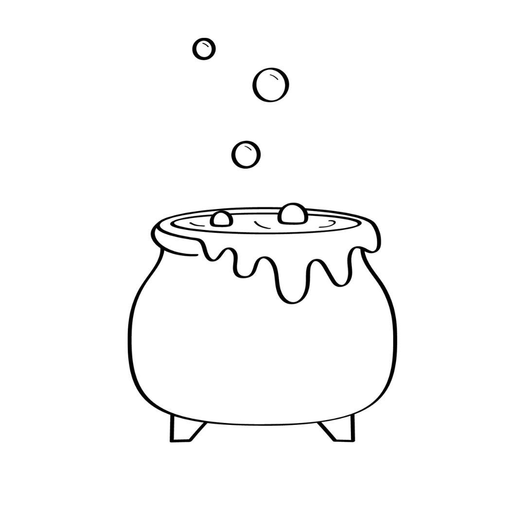 Witches Cauldron Clipart Black and White PNG and JPG - Etsy