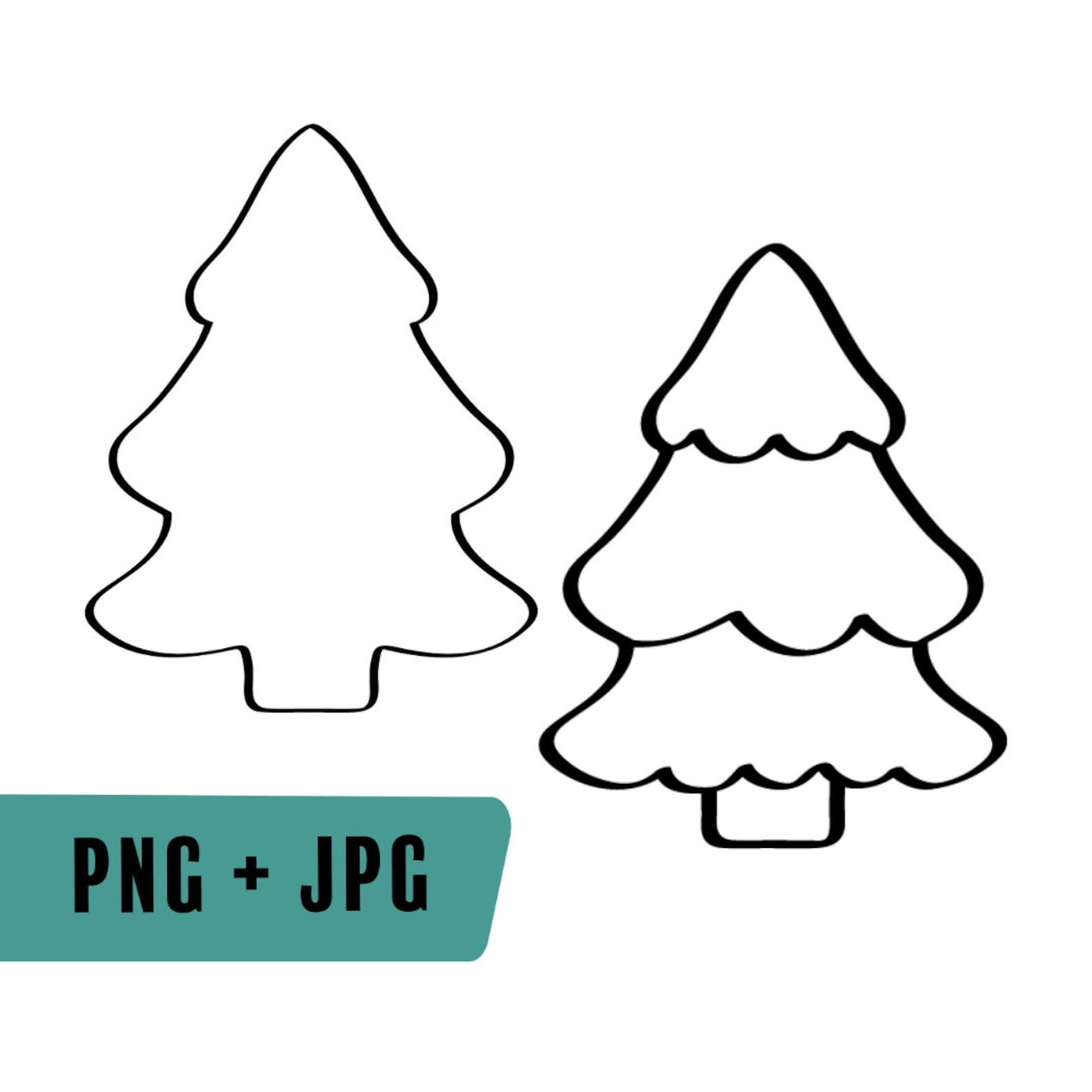 Christmas Tree Outline Clip Art PNG and JPG - Etsy