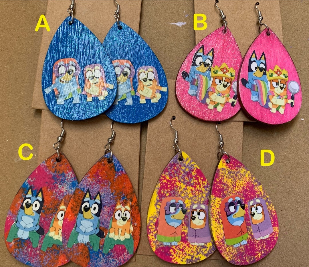 Handpainted/handmade Bluey Inspired Earrings - Etsy