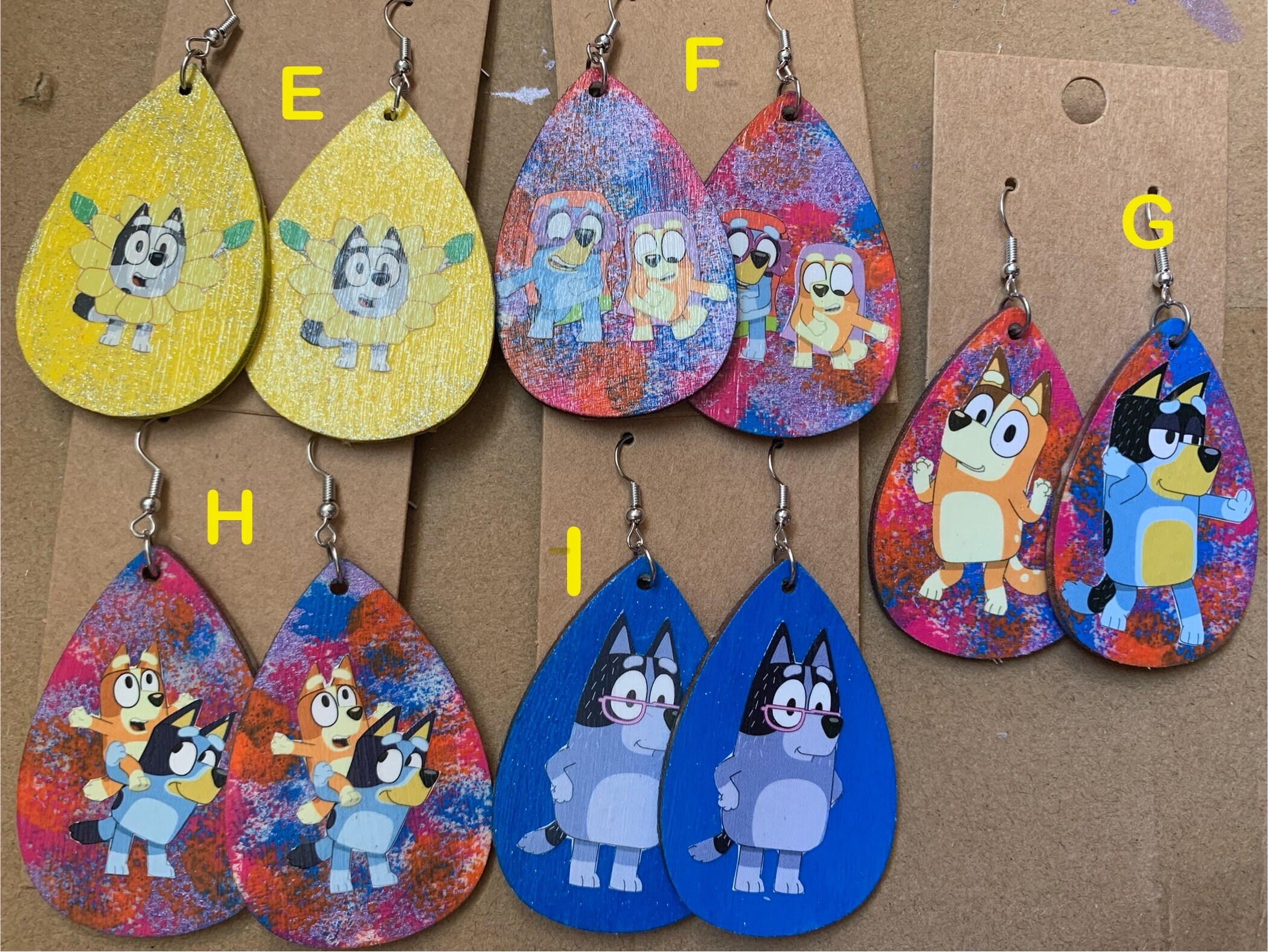 Handpainted/handmade Bluey Inspired Earrings - Etsy