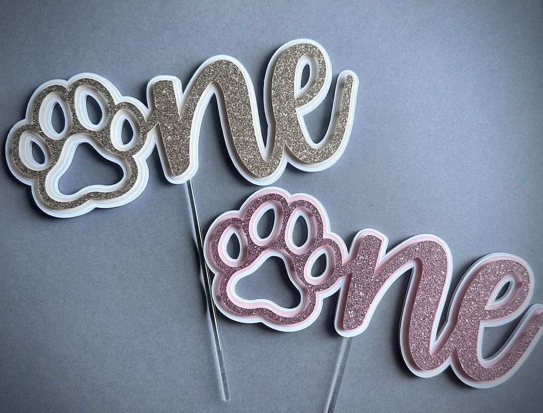 Puppy 1st Birthday Paw Print Cake Topper - Etsy