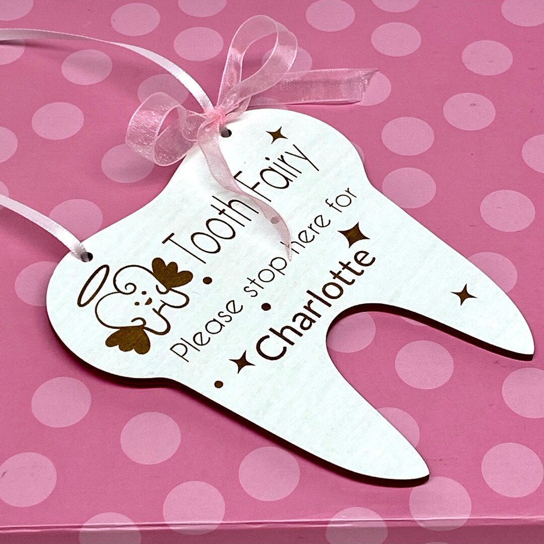 Tooth Fairy Door Hanger, Tooth Fairy Please Stop Sign, Personalized ...