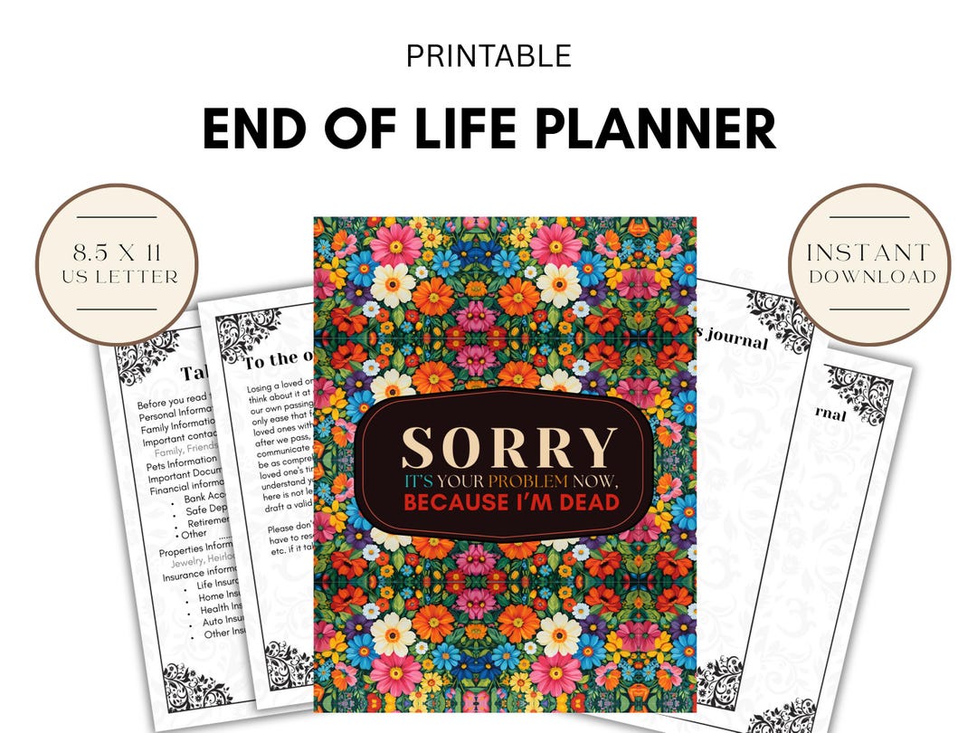 End of Life Planner Printable, When I Die Printable Planner, Emergency ...