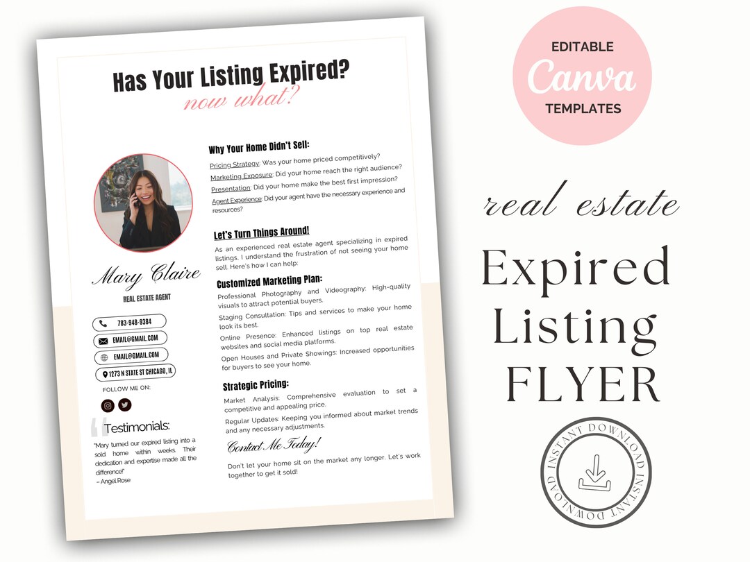 Real Estate Expired Listing Flyer, Expired Listing FSBO Letter Expired Listing Real Estate ...