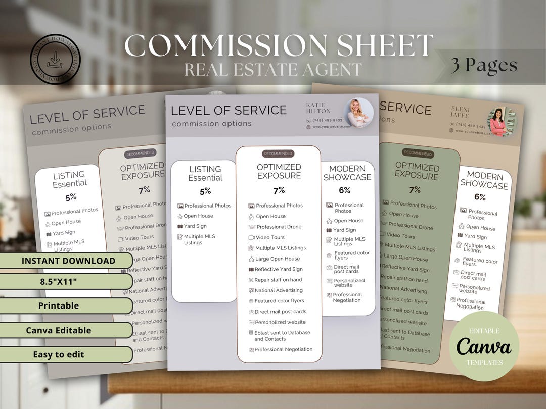 Real Estate Commission Template, Real Estate Commission Sheet, Real ...