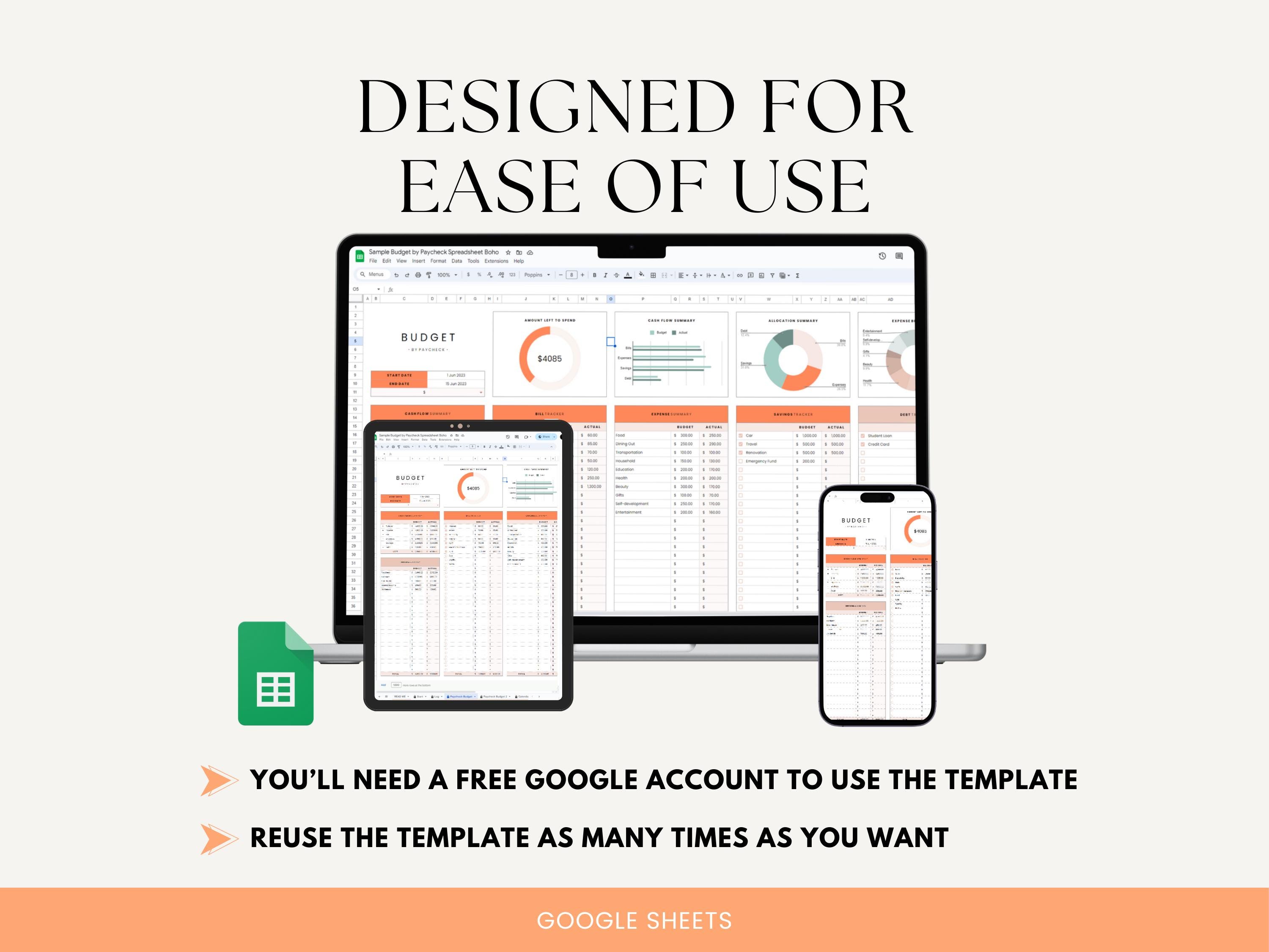 Simple Budget Template Google Sheets, Monthly Budget Template, Simple ...