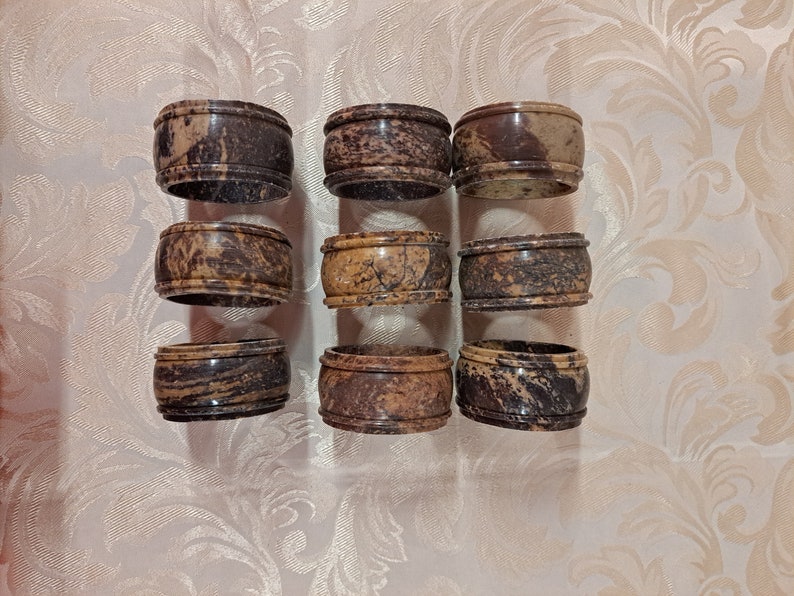 Set of 9 Vintage Retro Brown Marbled Resin Napkin Rings - Etsy