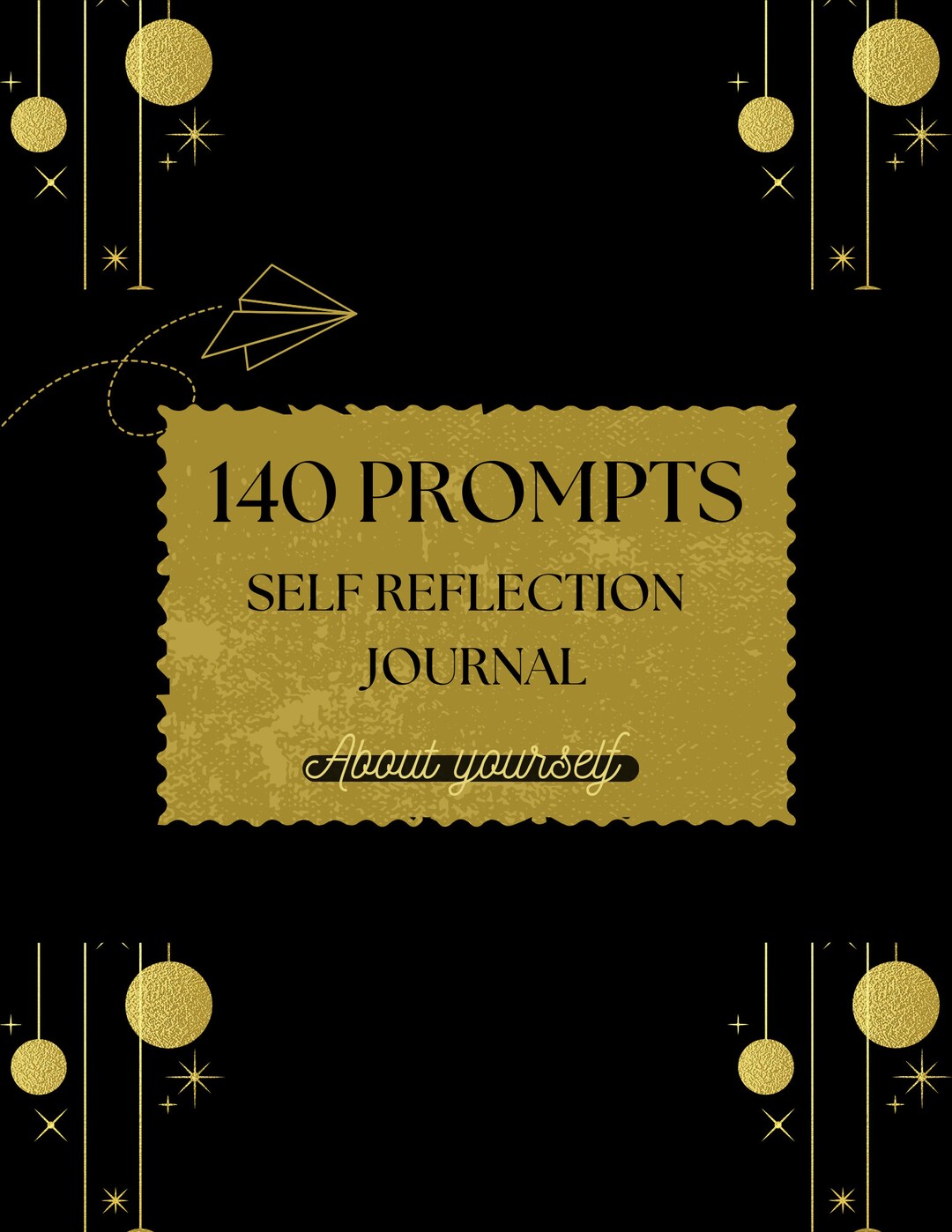 140 Prompts Self Reflection Black & Gold Customizable Journal - Etsy