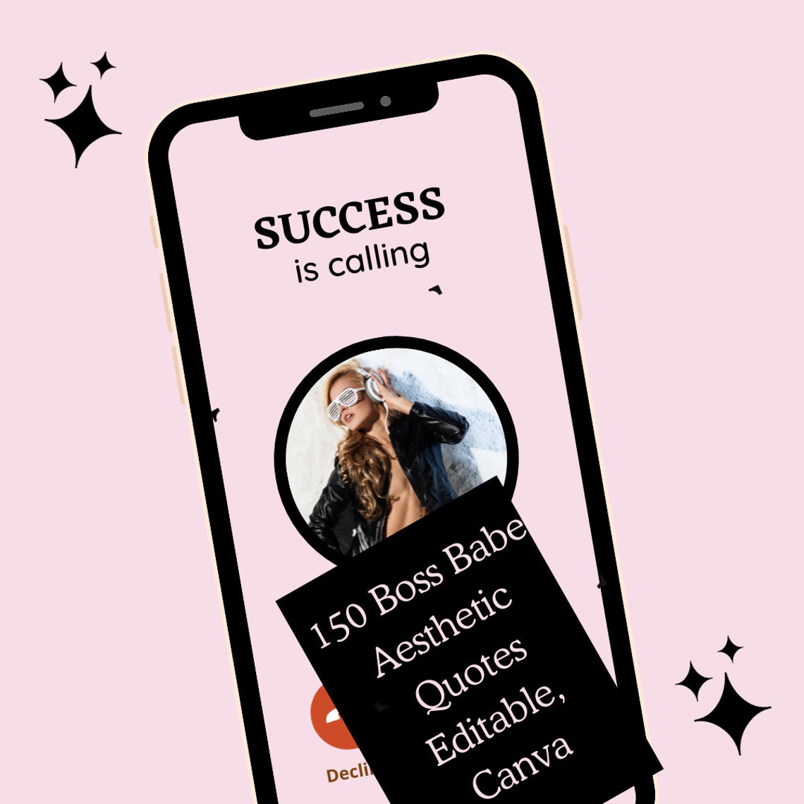 150 Beautiful Girly Canva Boss Babe Quote Editable Pink & Black ...