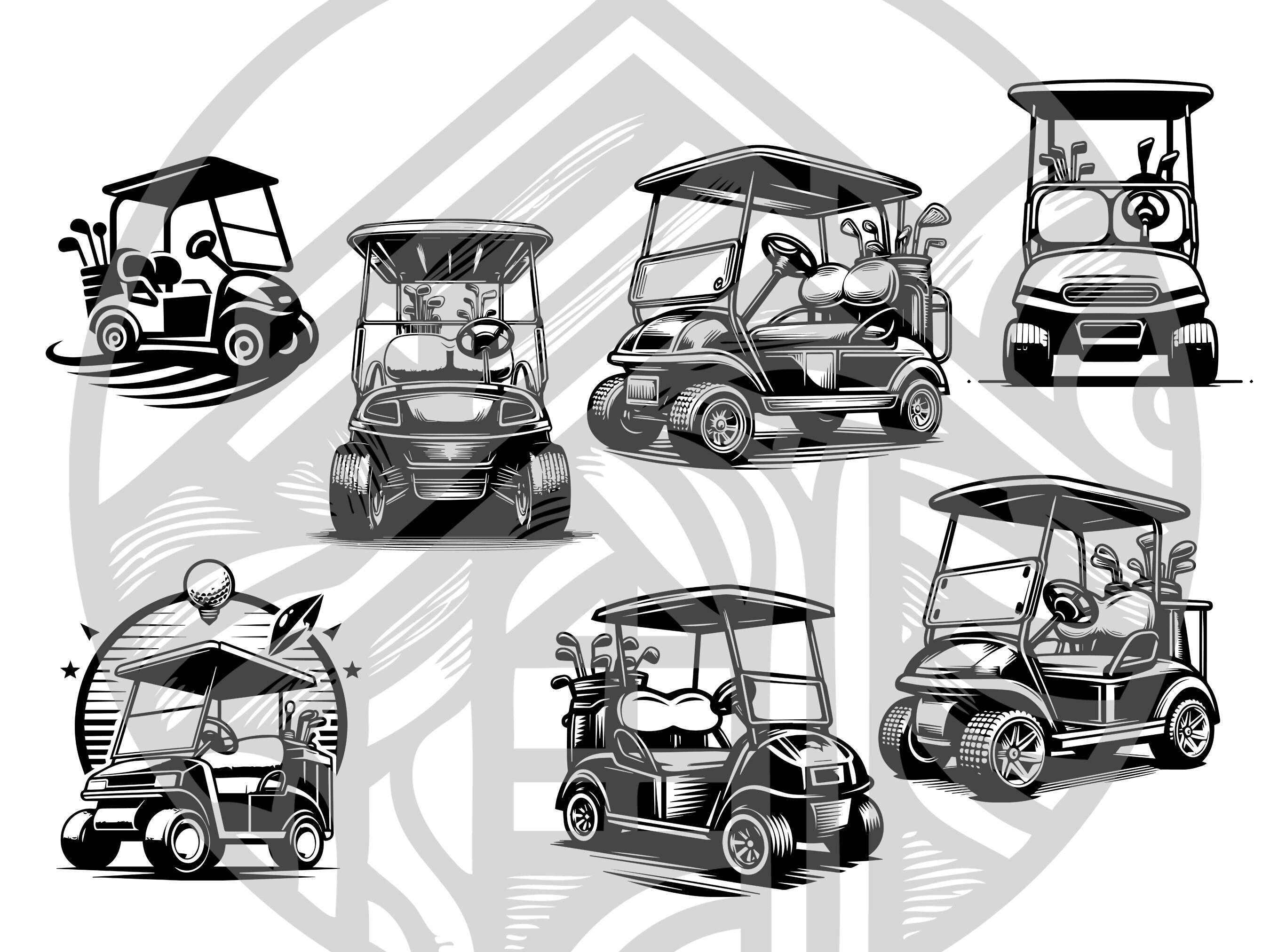 Golf Cart SVG, Golf Cart Clipart Bundle, Golf Cart Png Eps Dxf Svg ...