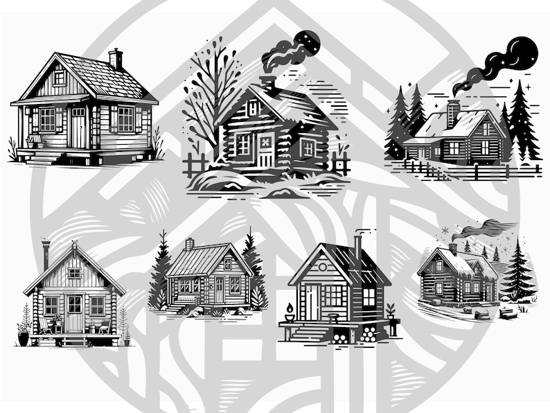 Log Cabin SVG Bundle, Wood Cabin Svg Png Dxf Eps, Mountain House Svg ...