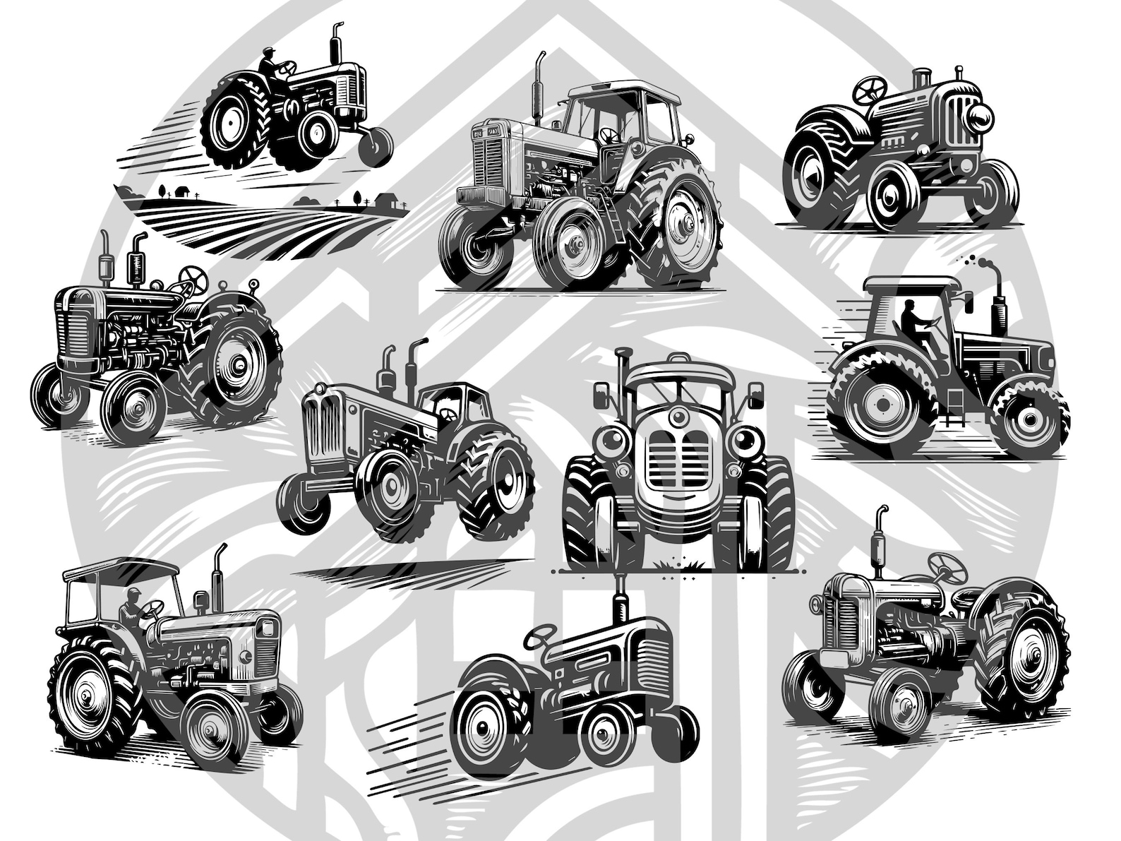 Tractor Clip Art Bundle, Tractor SVG, Farm Life SVG, Farm Tractor ...