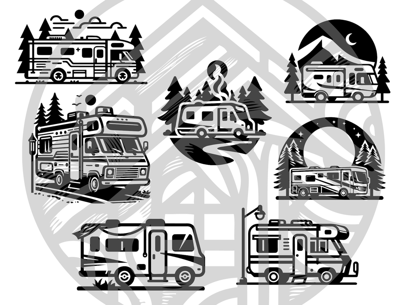 RV SVG Bundle, Motorhome Svg, Camper Svg, Travel Trailer SVG, Camping ...